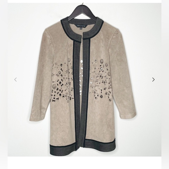 Ming Wang | Jackets & Coats | Ming Wang Heritage Laser Cut Faux Suede ...